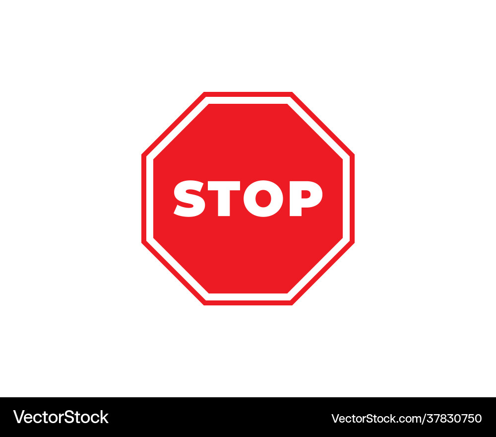 Red stop sign isolated on white background Vector Image