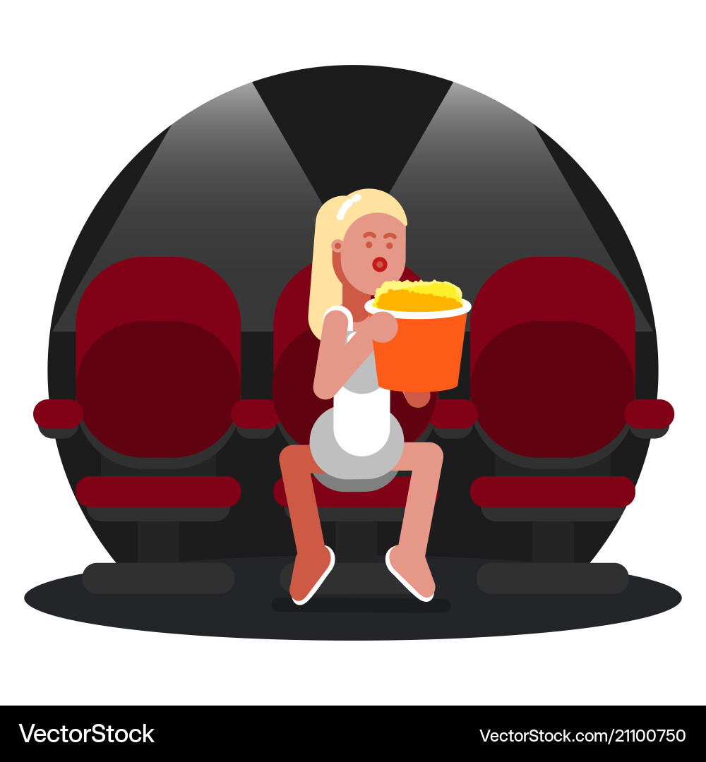 Woman watching movie Royalty Free Vector Image