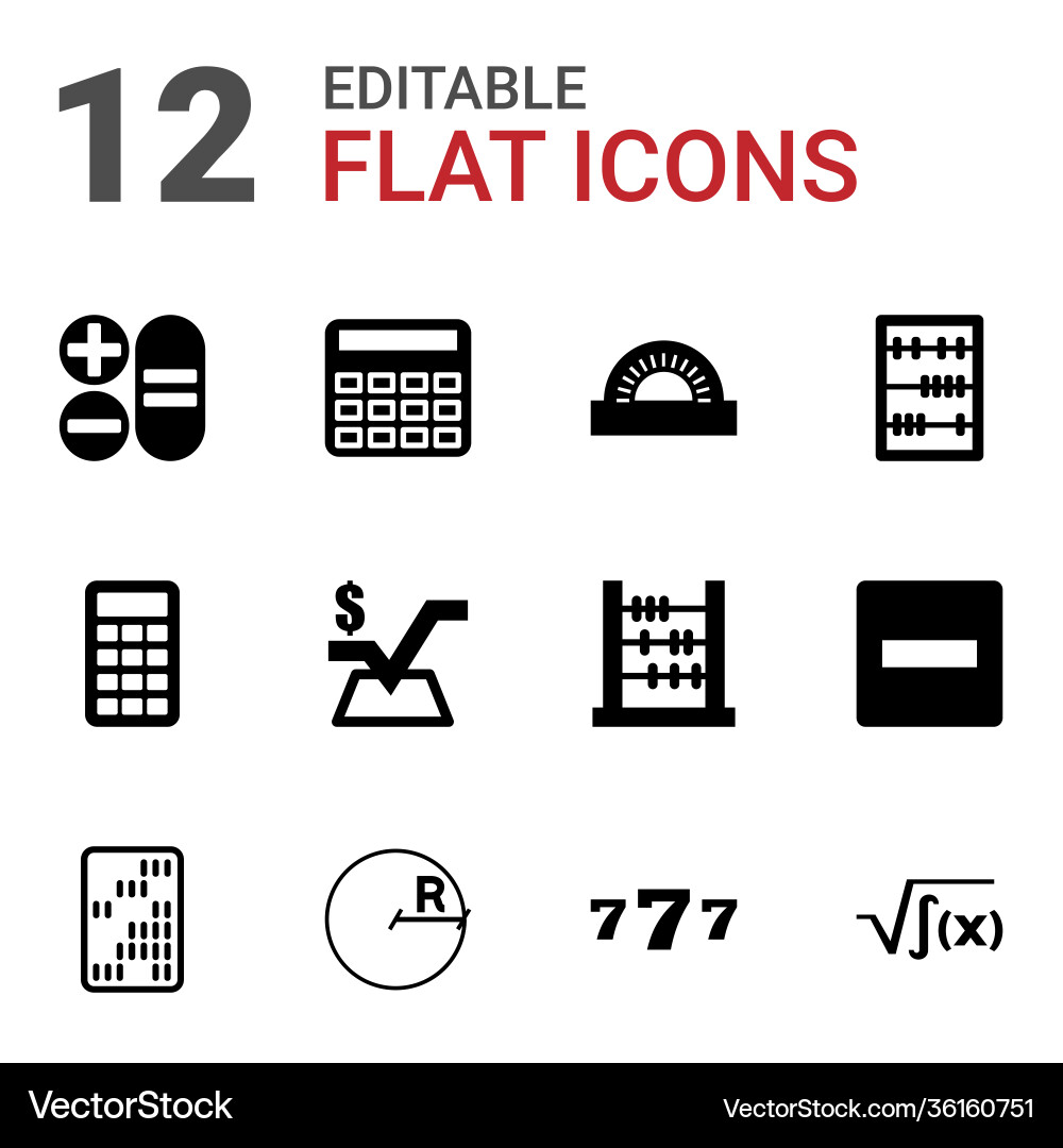 12 math icons Royalty Free Vector Image - VectorStock