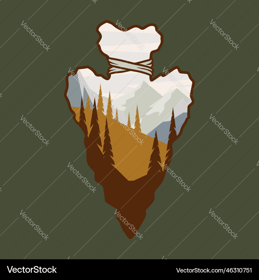 Arrowhead with mountain landscape design element Vector Image