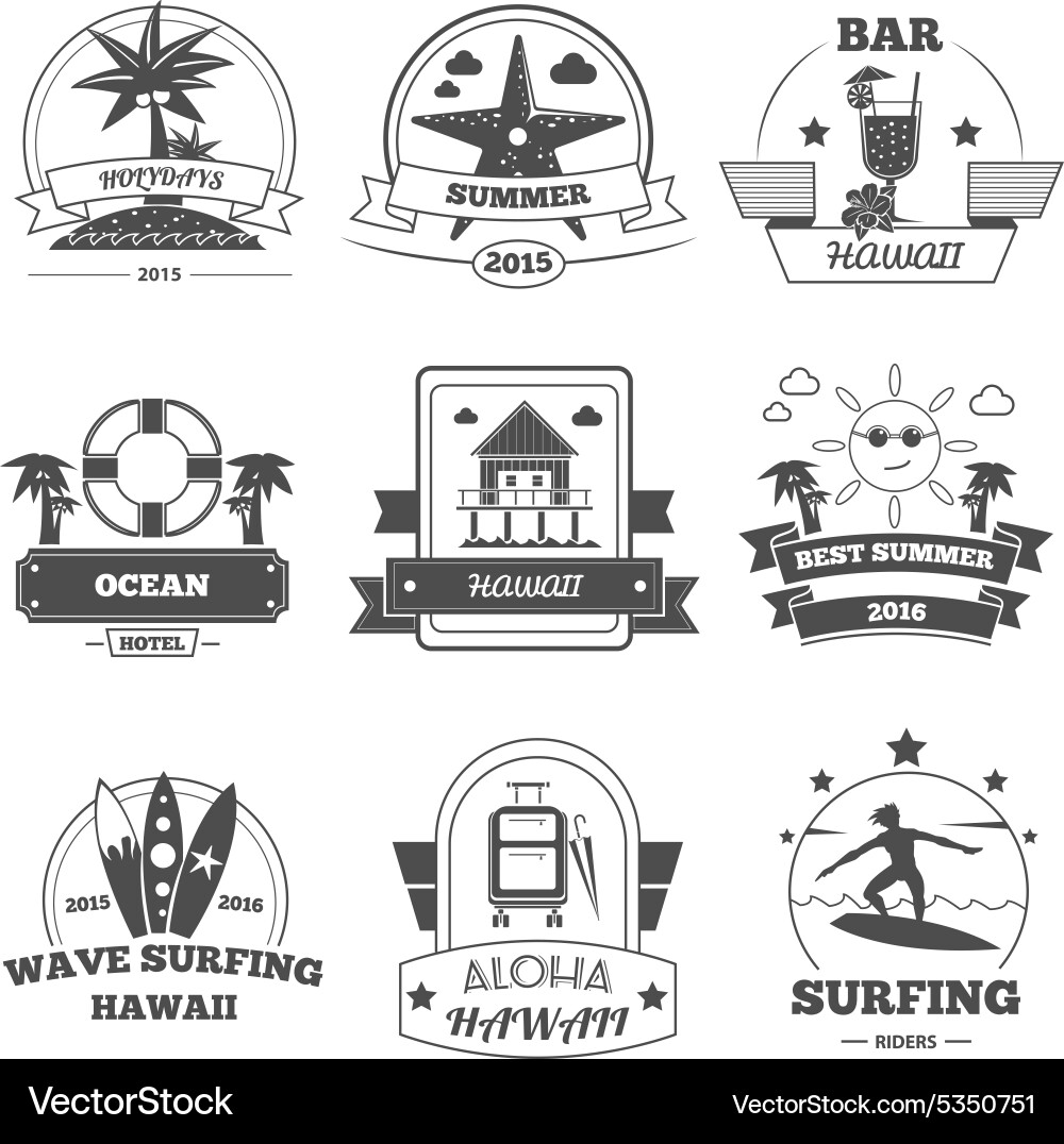 Beach label set Royalty Free Vector Image - VectorStock