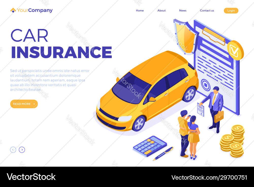 Car Rental & Insurance Isometric Royalty Free Vector
