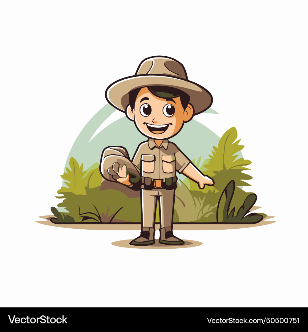 Cartoon safari explorer Royalty Free Vector Image
