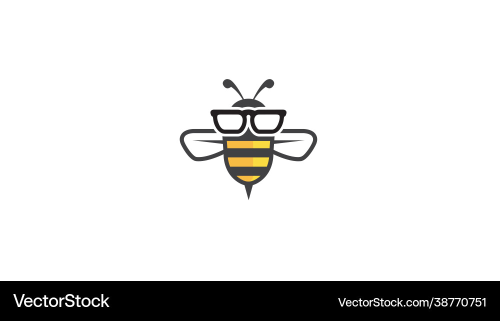 Creative bee geek glasses logo symbol Royalty Free Vector