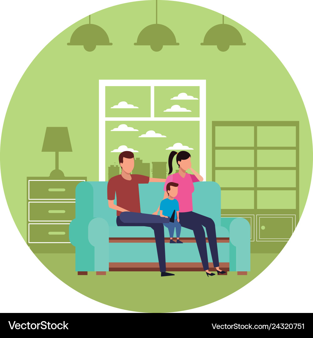 Faceless family sofa together Royalty Free Vector Image