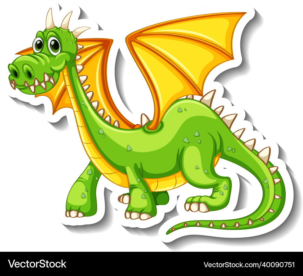 Fantasy dragon cartoon character sticker Vector Image