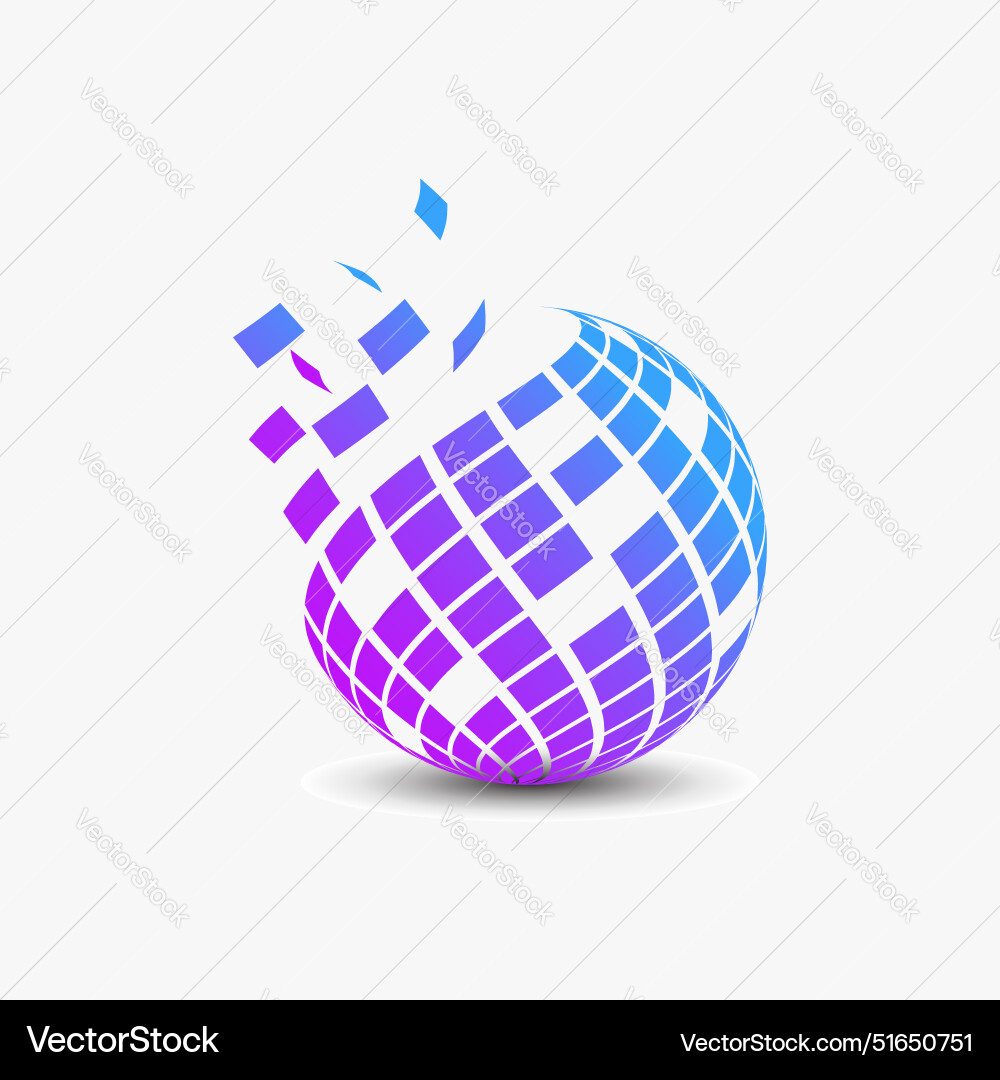 Global digital technology monogram logo Royalty Free Vector