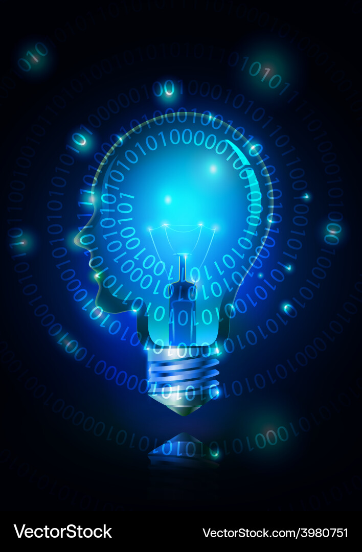 Human head light bulb technology Royalty Free Vector Image