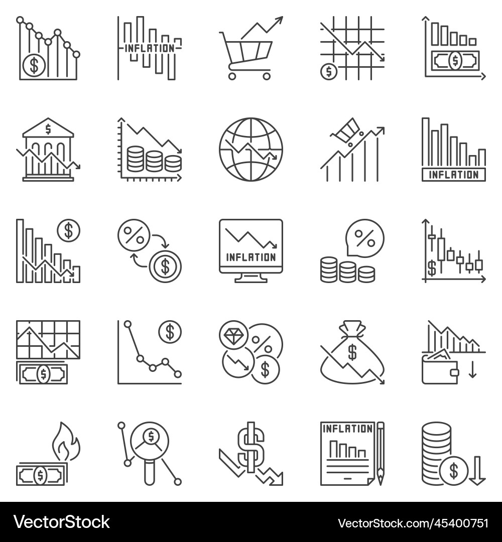 Hyperinflation Icon Set Royalty Free Vector Image