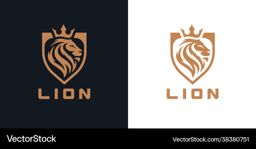 Lion head shield logo Royalty Free Vector Image