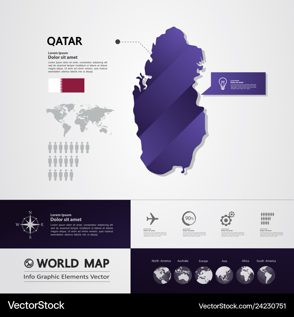 Qatar map Royalty Free Vector Image - VectorStock