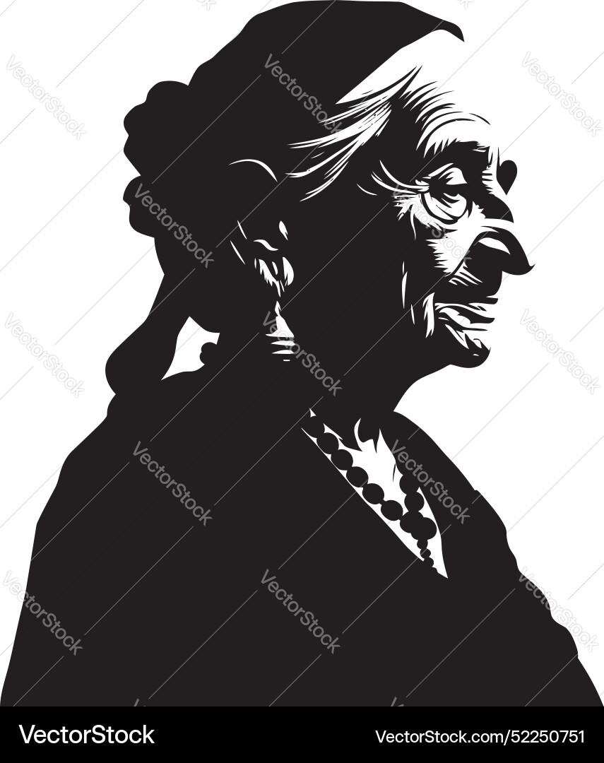 Senior elegance monochromatic grandmother Vector Image