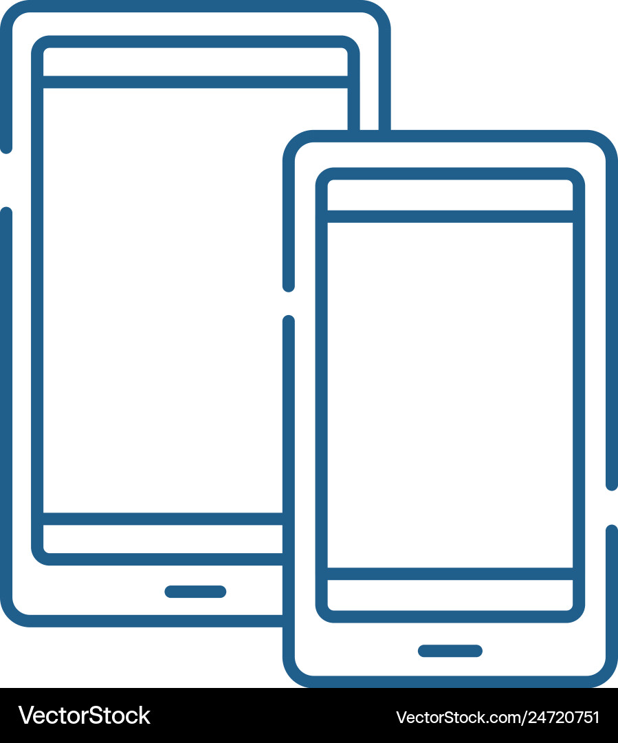 Tablets line icon concept flat Royalty Free Vector Image