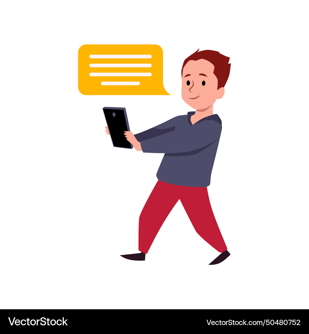 A boy with phone Royalty Free Vector Image - VectorStock
