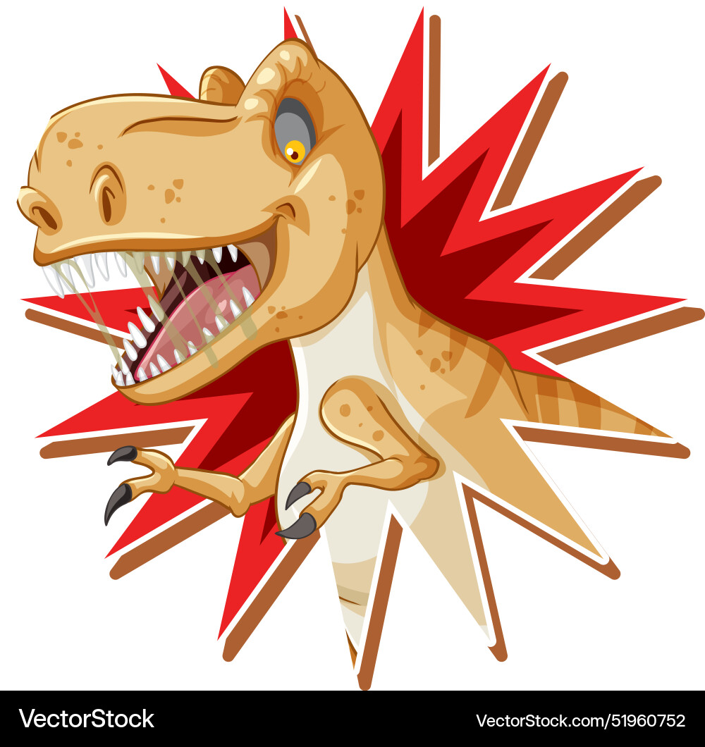 A fierce t-rex with red burst background Vector Image