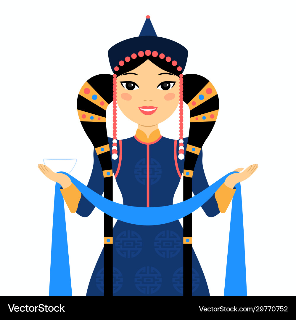 Beautiful mongolian woman Royalty Free Vector Image