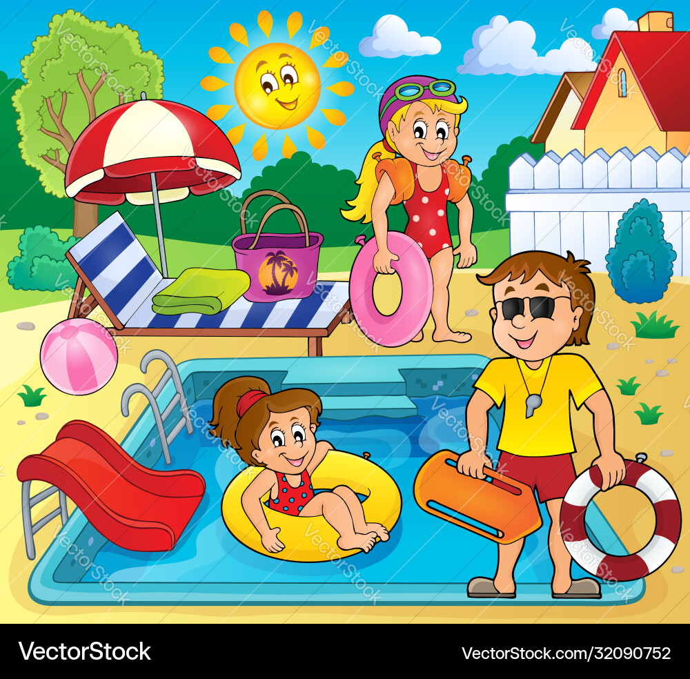 Children Enjoying a Pool Day Royalty Free Vector Image