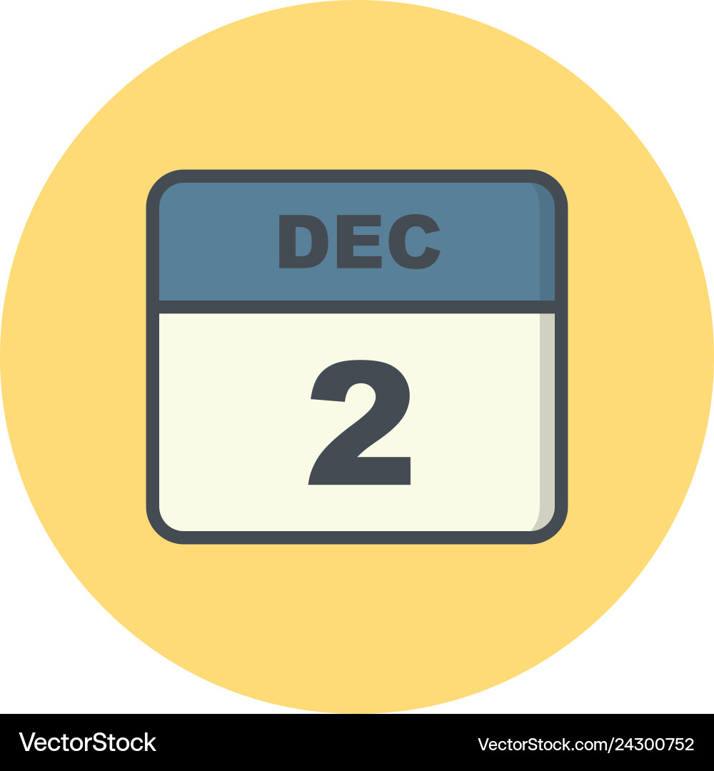 December 2nd date on a single day calendar Vector Image
