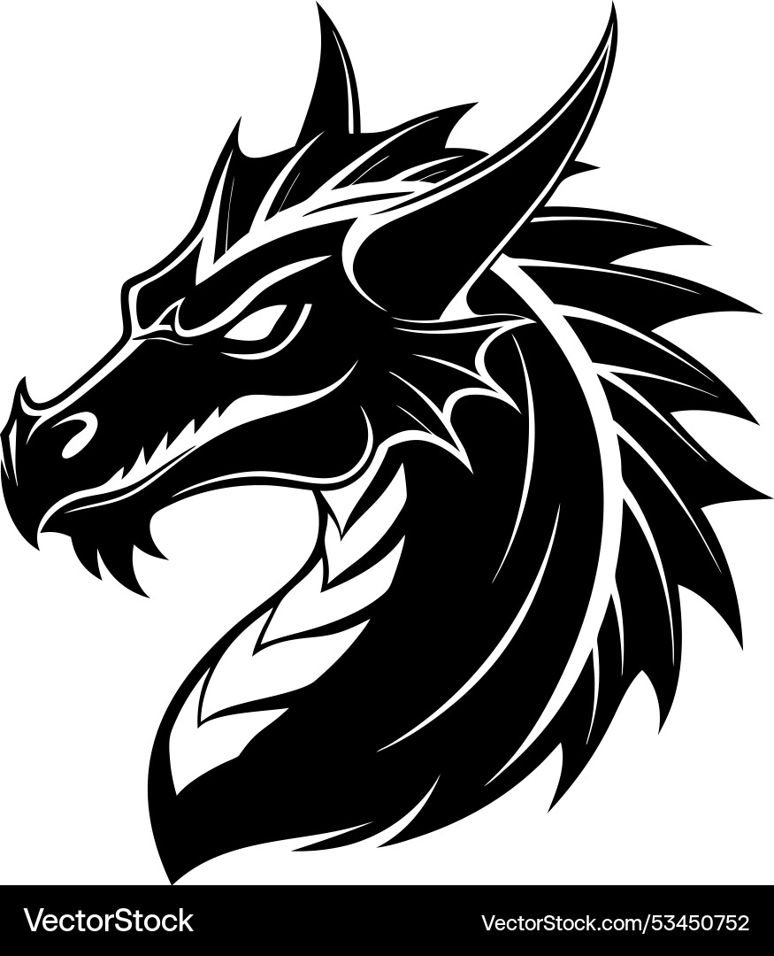 Fierce dragon head aggressive tribal design Vector Image
