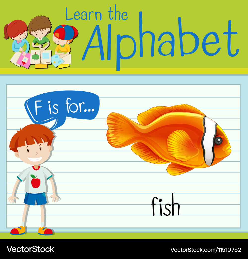 Flashcard Letter F ist für Fisch Lizenzfreies Vektorbild