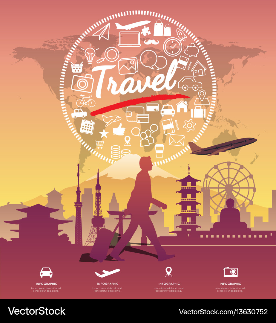 Japan infographic landmark Royalty Free Vector Image