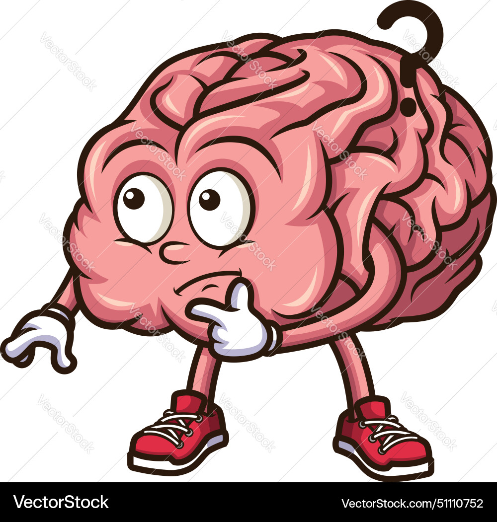 Thinking human brain character cartoon clip art Vector Image