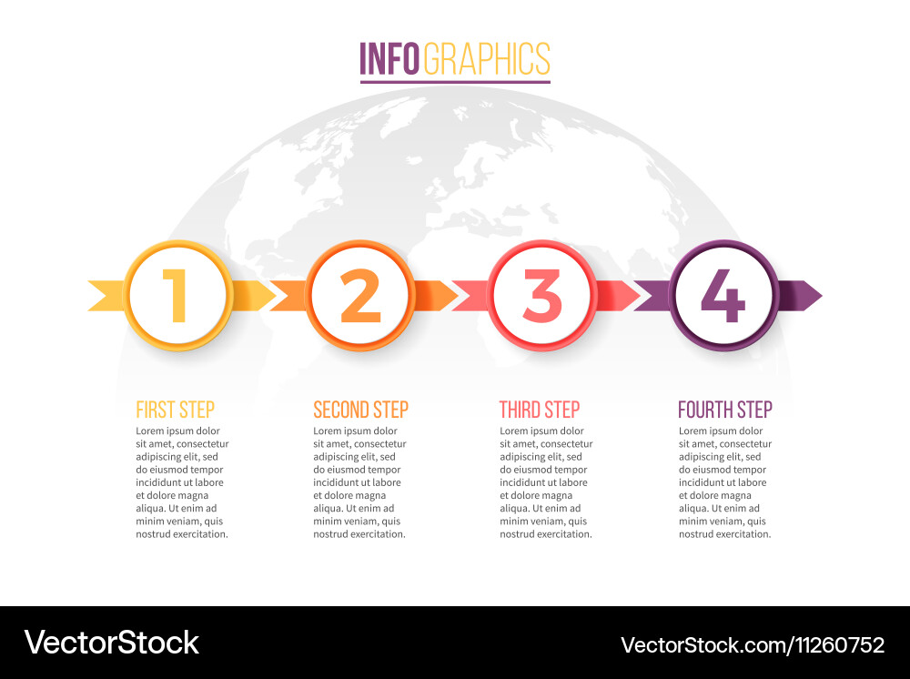 Timeline with 4 steps parts arrows Royalty Free Vector Image