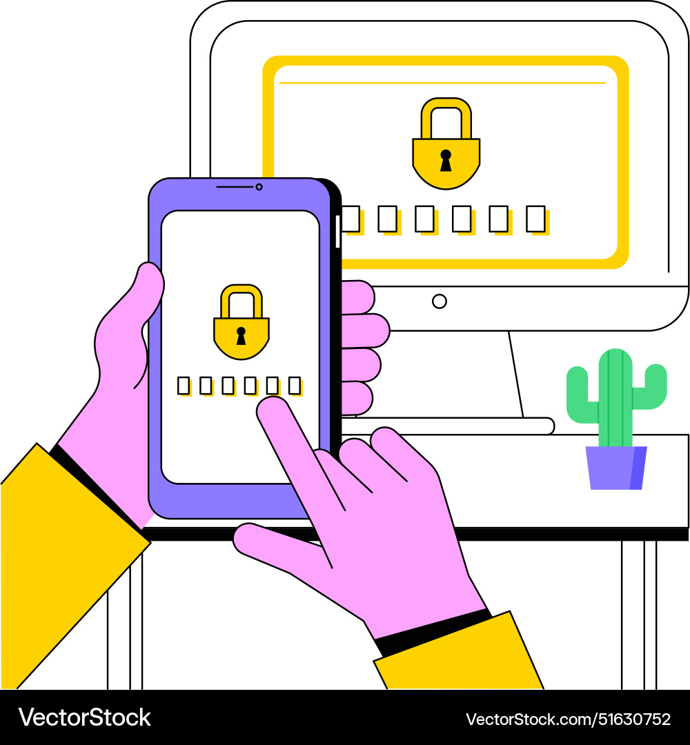 Two Factor Authentication Verification Isolated Vector Image