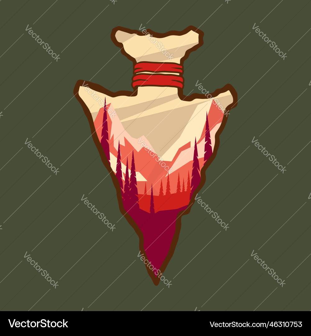 Arrowhead with mountain landscape design element Vector Image