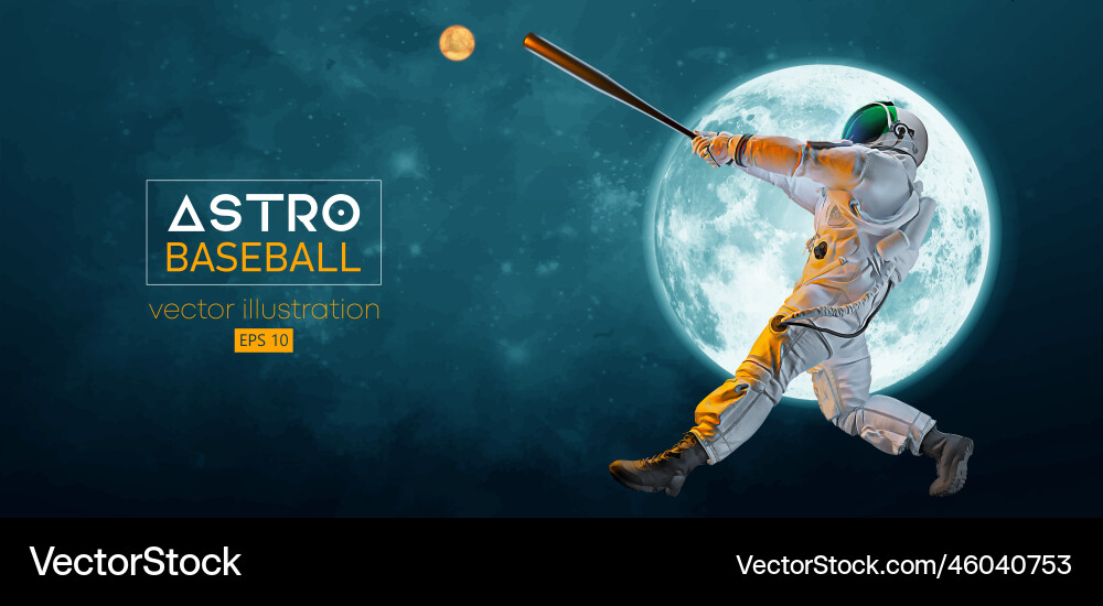 Baseball player astronaut in space action Vector Image