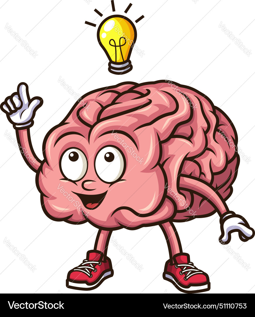 Brain having a good idea cartoon clip art Vector Image