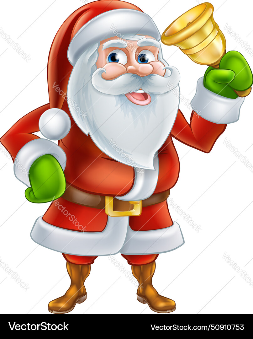 Cartoon santa ringing bell Royalty Free Vector Image
