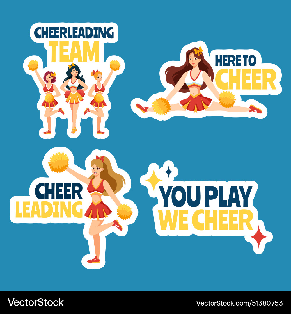 Cheerleading label flat cartoon hand drawn Vector Image