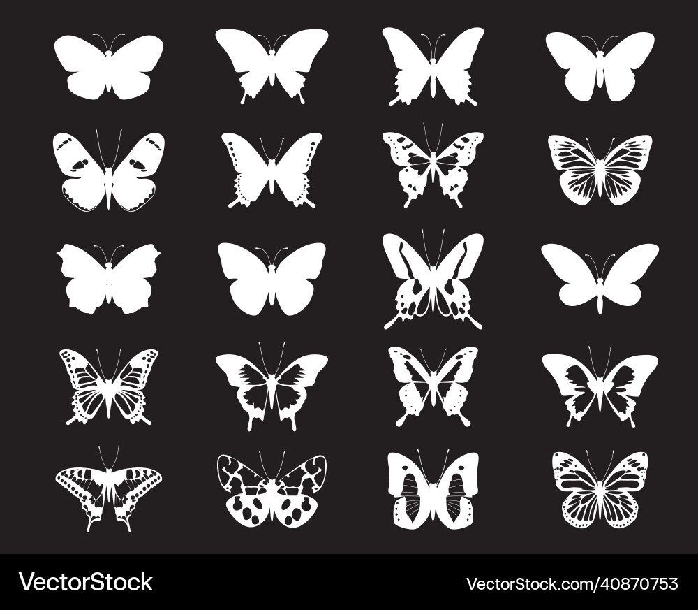 Elegant Butterfly Wing Icons Royalty Free Vector Image