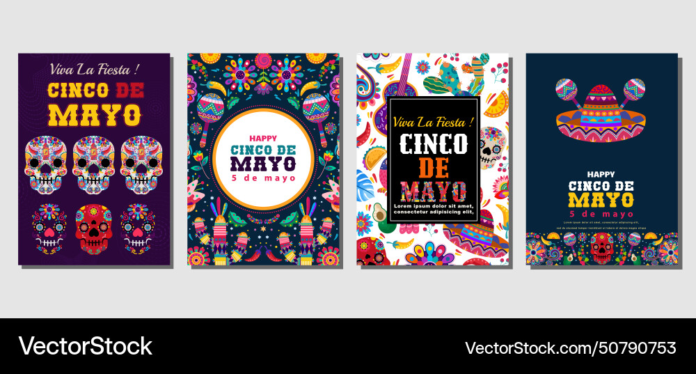 Elegant cinco de mayo set of greeting cards Vector Image