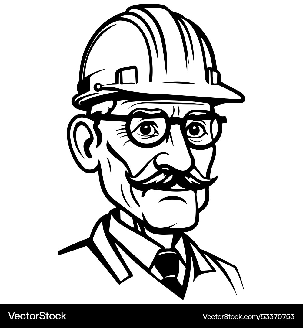 Engineer hand drawn line transparent background Vector Image