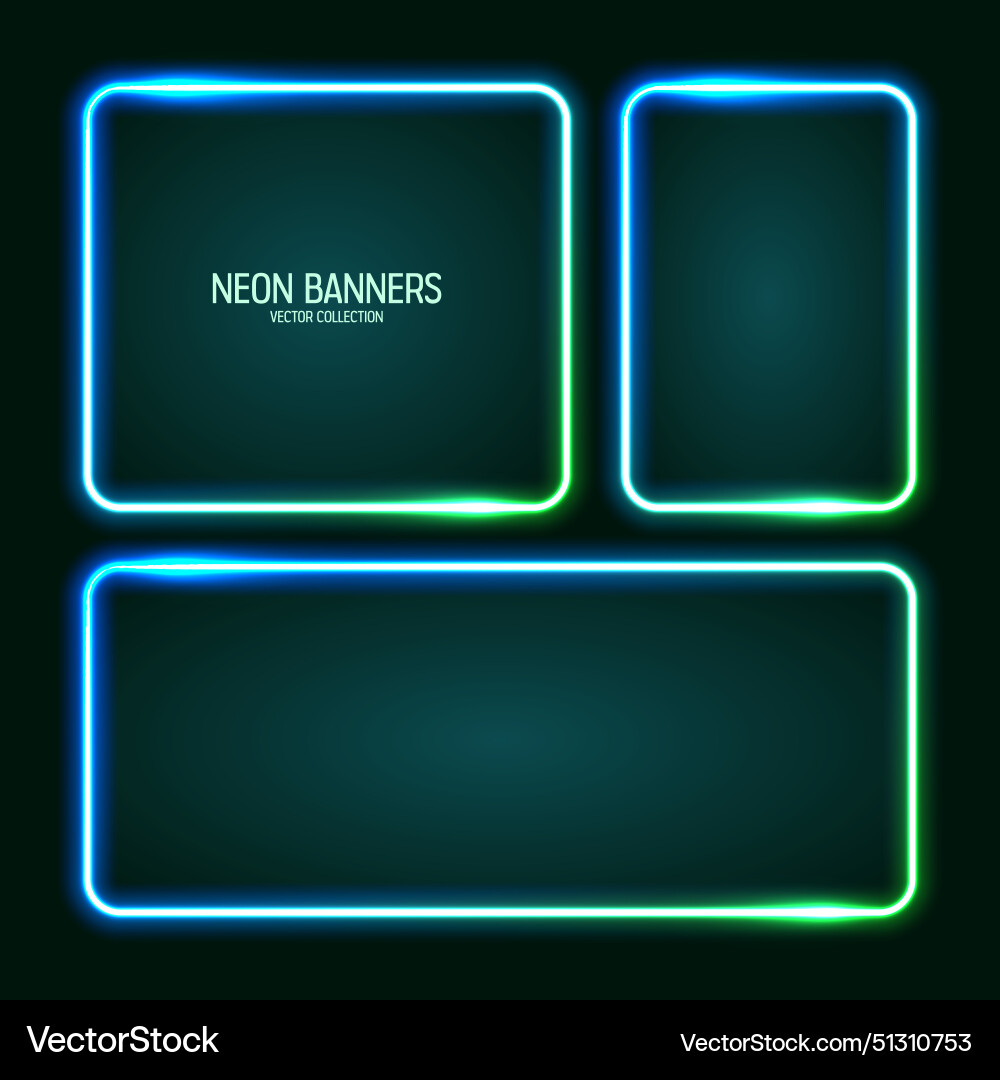 Glowing neon banners illuminated colorful square Vector Image