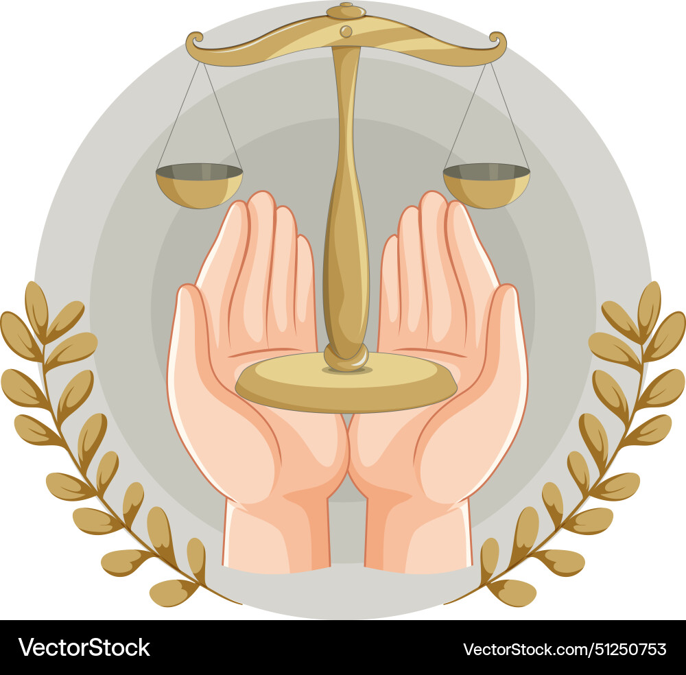 Hands holding balanced scales Royalty Free Vector Image