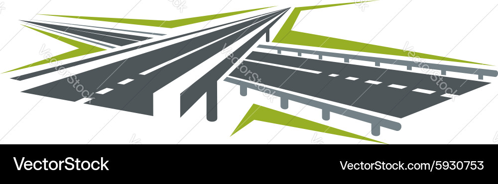 Highway pass under overpass icon Royalty Free Vector Image
