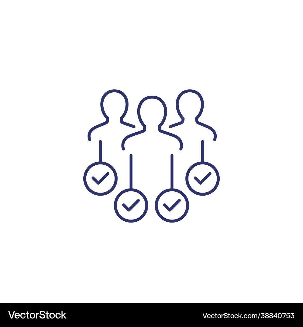 Hr people with check marks line icon Royalty Free Vector
