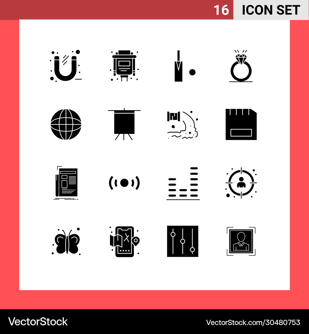 Set 16 modern ui icons symbols signs Royalty Free Vector