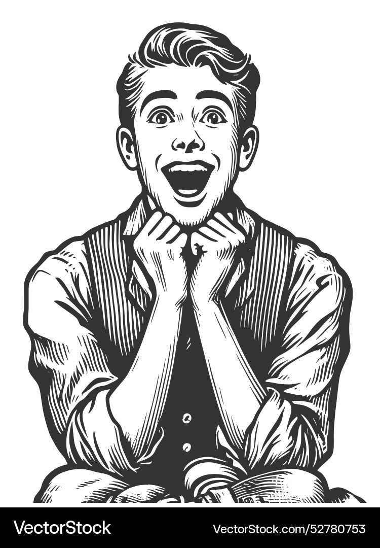 Surprised retro man in suit Royalty Free Vector Image