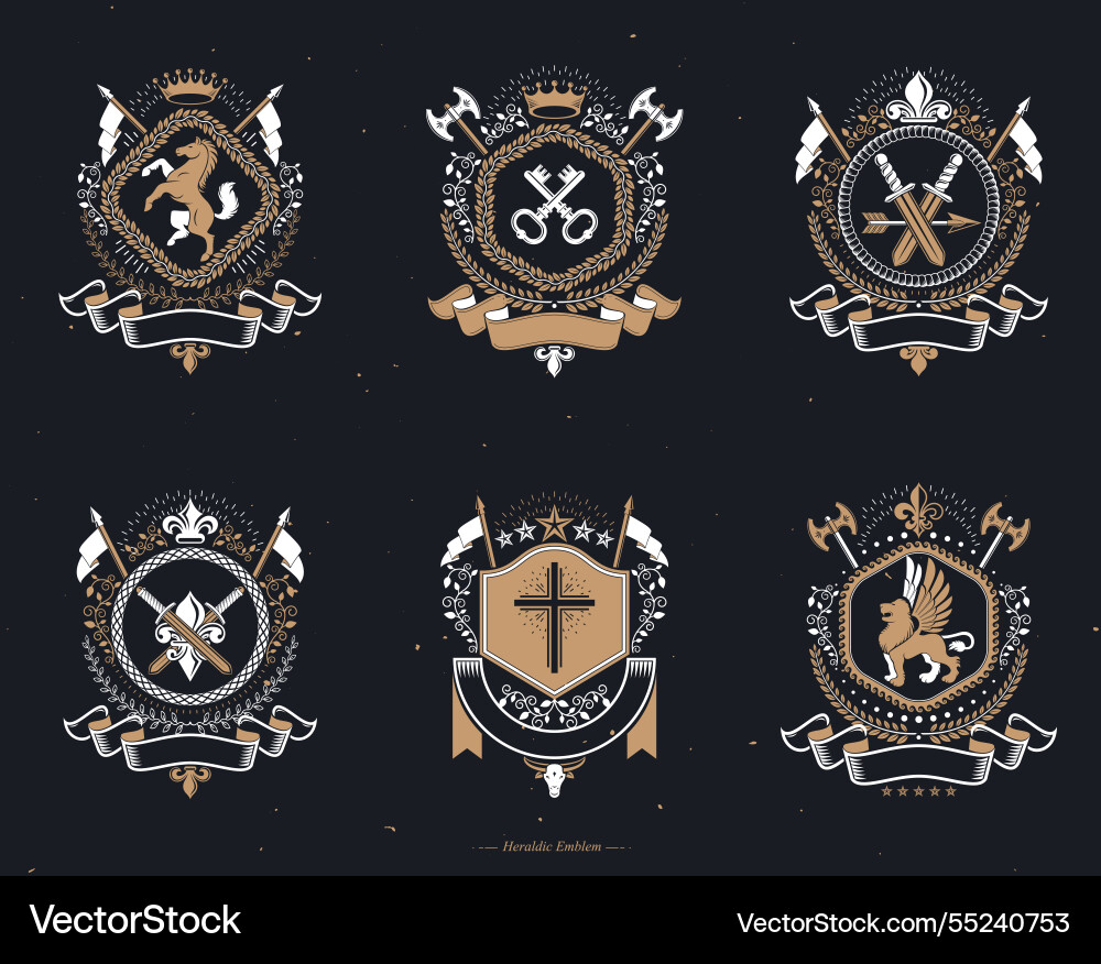 Vintage Heraldic Crest Collection Royalty Free Vector Image