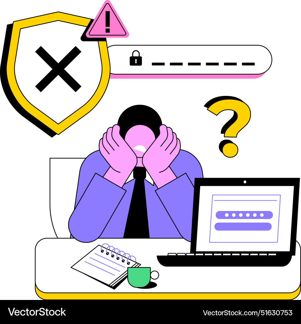 Wrong password isolated cartoon Royalty Free Vector Image