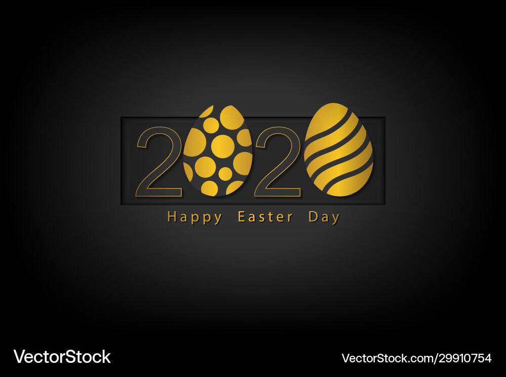 2020 happy easter day gold color Royalty Free Vector Image
