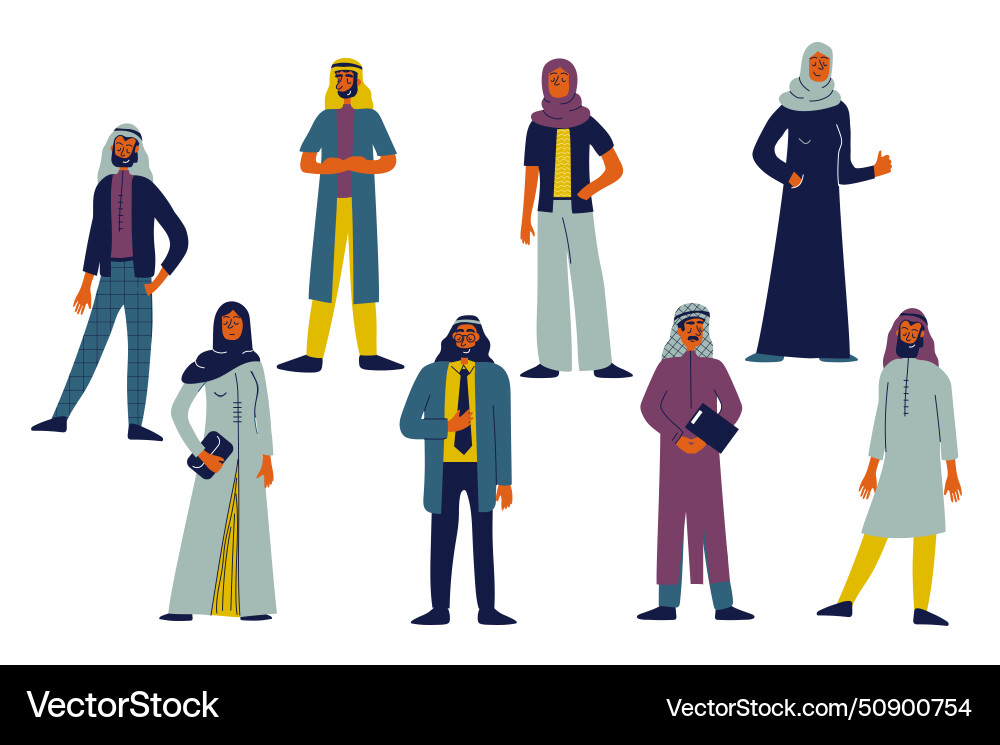 Arabian people set in flat character design Vector Image