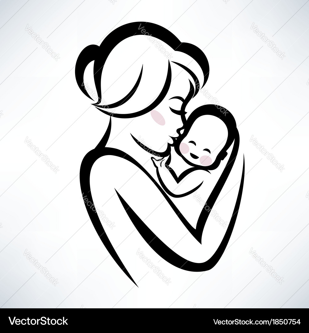 Baby and mama Royalty Free Vector Image - VectorStock