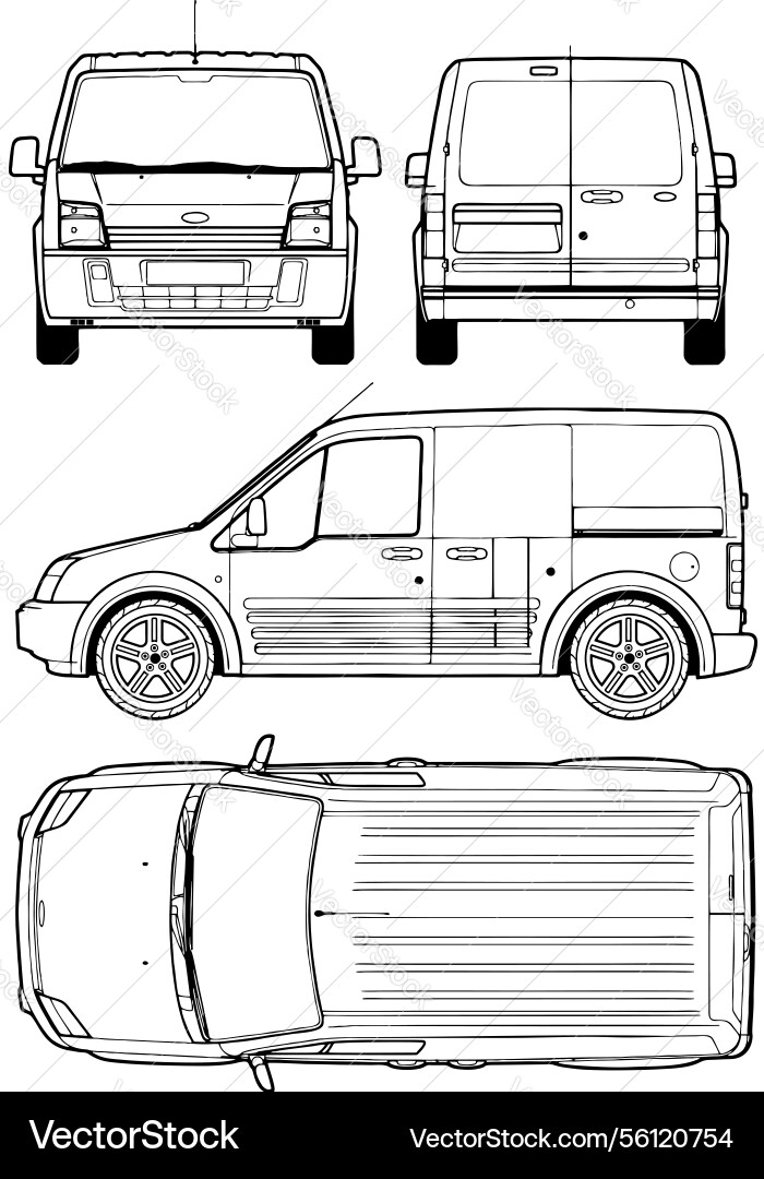 Car transit 2005 van bus - drawing 4 Royalty Free Vector