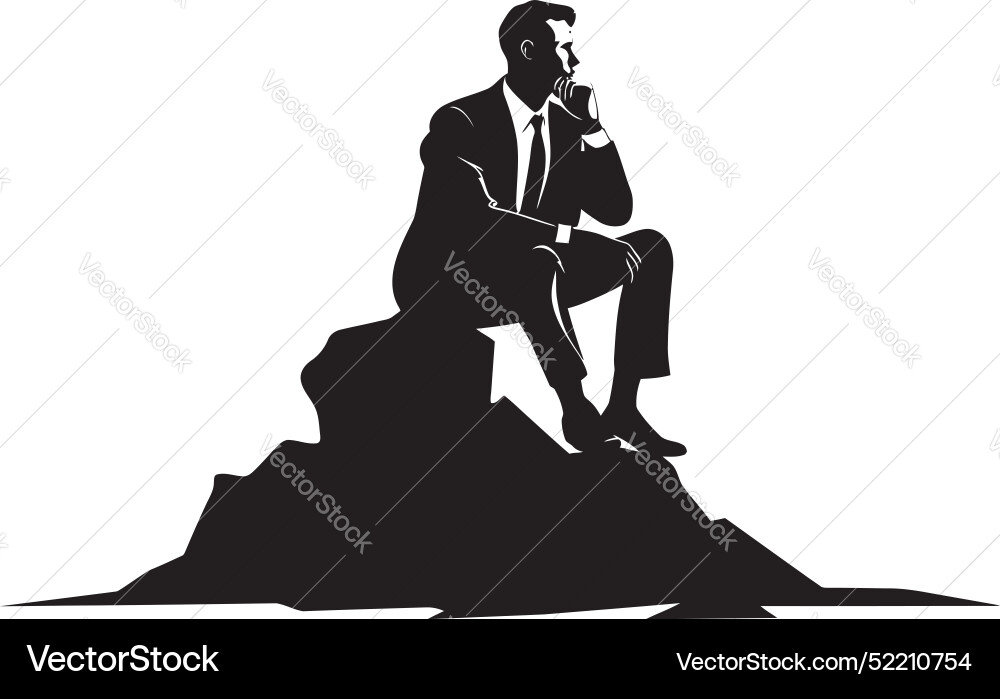 Cliffcontemplation contemplative man resting Vector Image
