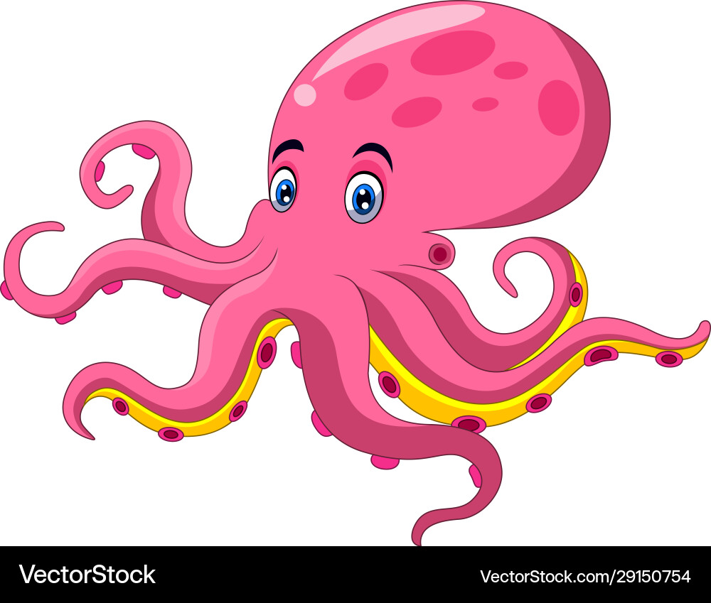 Cute octopus cartoon on white background Vector Image